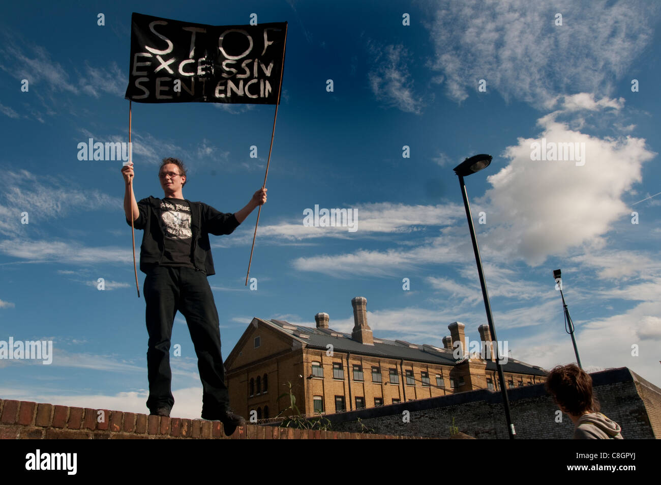 Protesters demonstrating against excessive sentencing after rioting ...