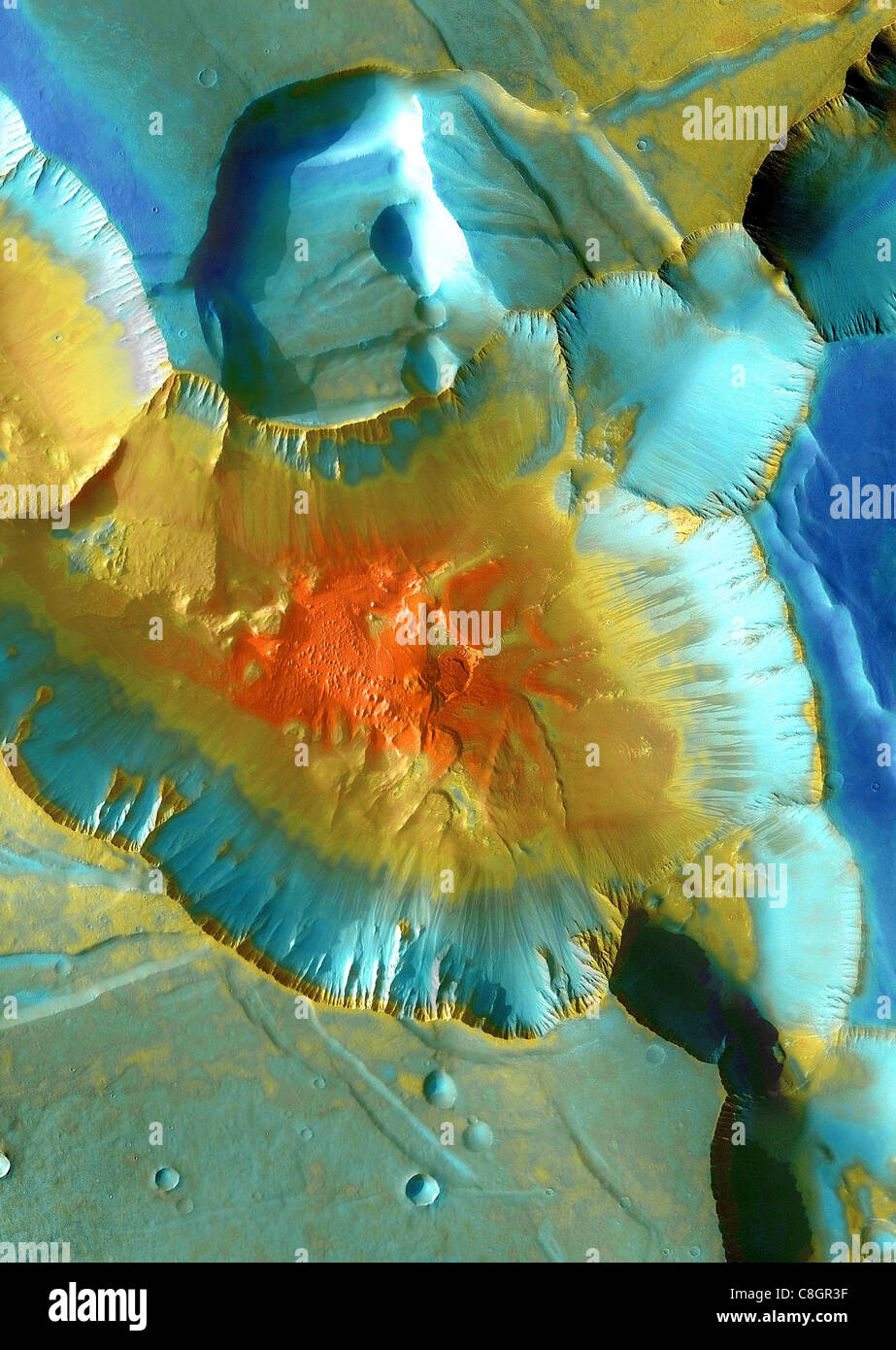 A false-color mosaic of Noctis Labyrinthus on Mars, created from images ...