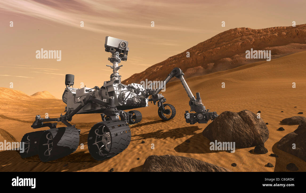 This artist's concept depicts NASA's Mars Science Laboratory Curiosity ...