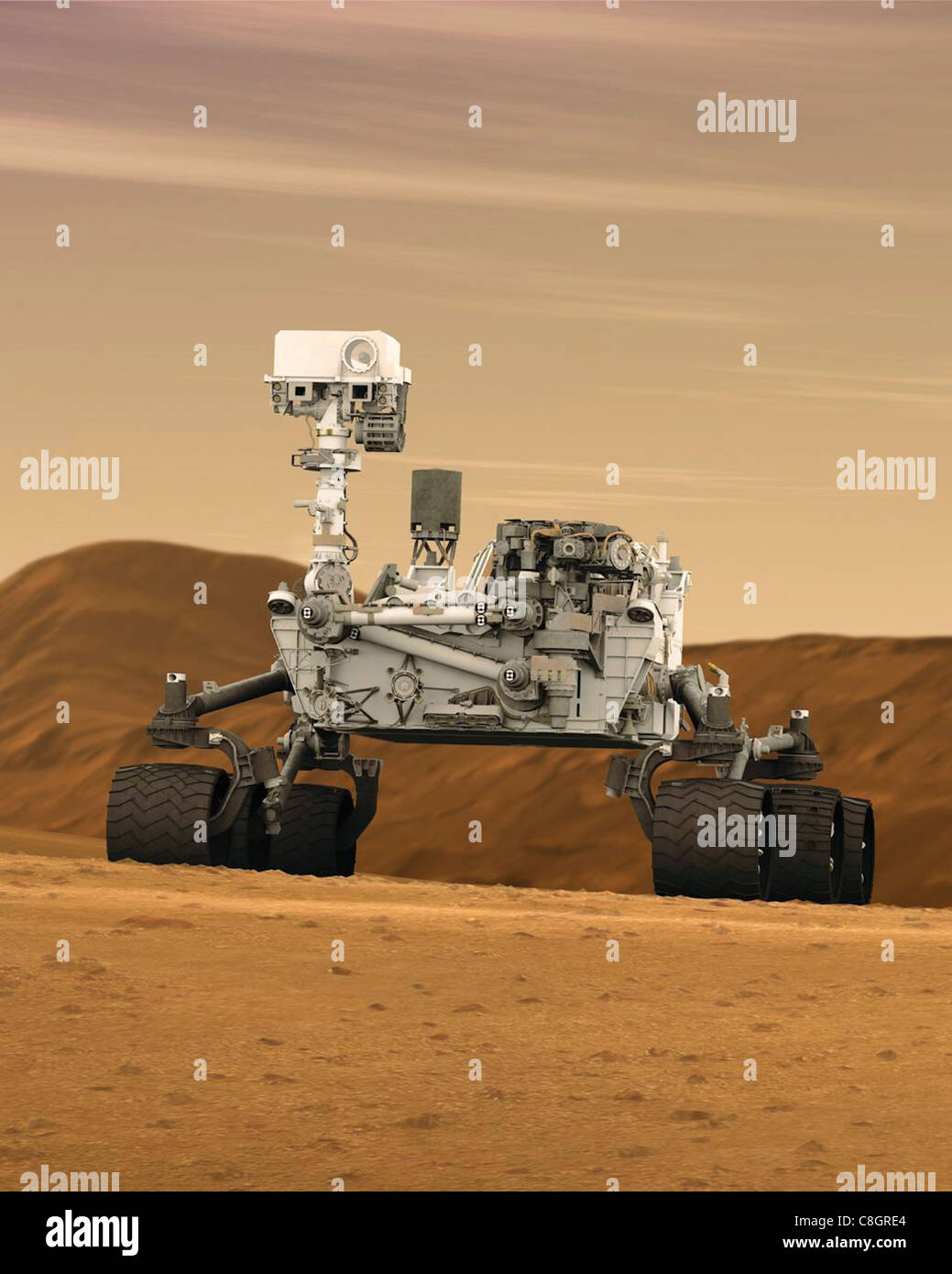 An artist's concept of NASA's Curiosity rover, designed to explore Mars ...