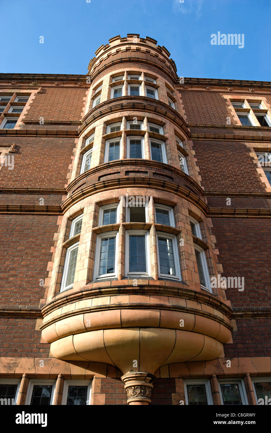 detail of kensington house, a victorian mansion block on kensington ...