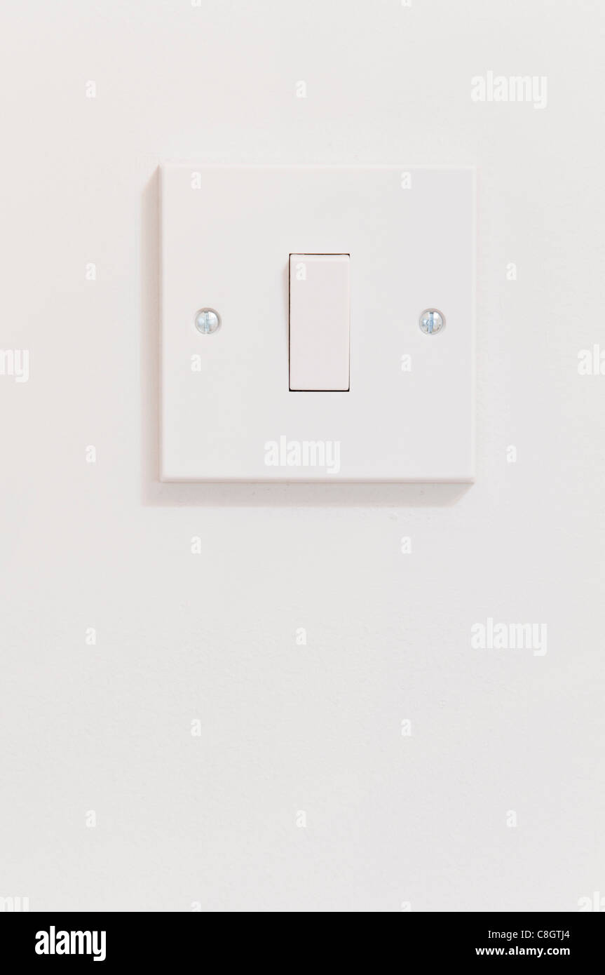 White domestic light switch Stock Photo - Alamy
