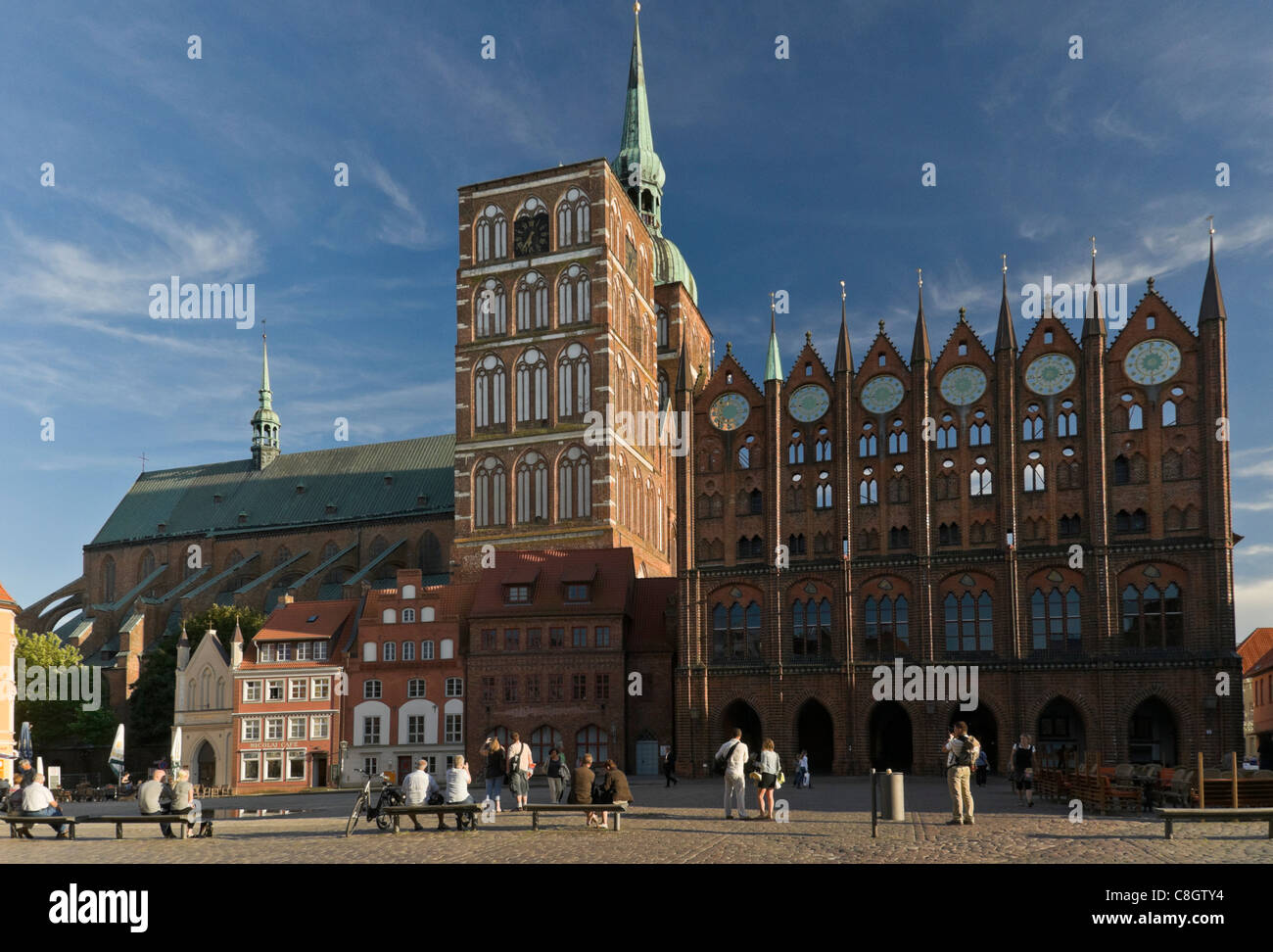 Alter Markt with town Hall & Nikolai Kirche, Stralsund, Mecklenburg ...