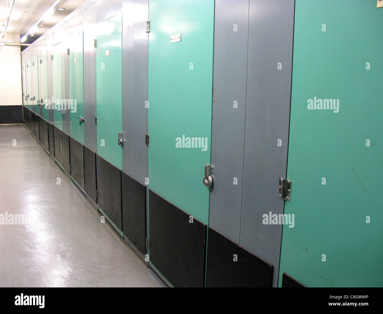 Hallways of storage facility. Looked doors Stock Photo - Alamy