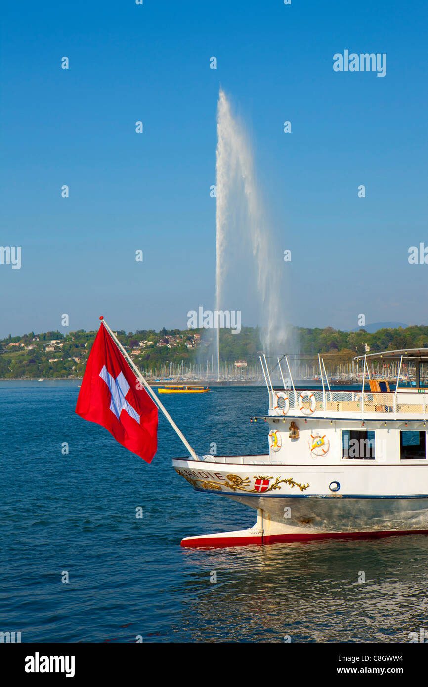 Geneva, Switzerland, Europe, canton Geneva, town, city, harbour, port ...