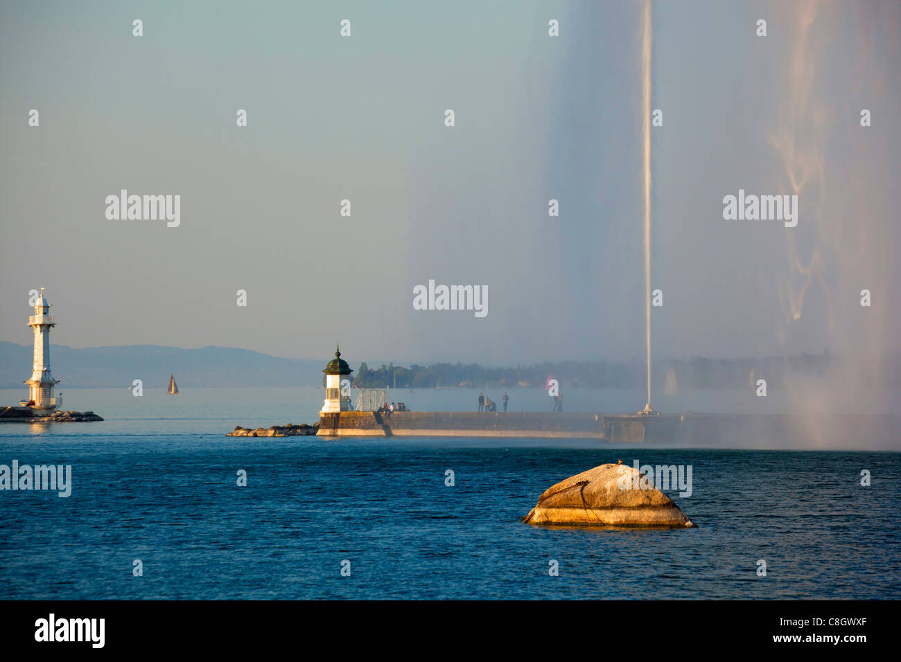 Geneva, Switzerland, Europe, canton Geneva, town, city, harbour, port ...