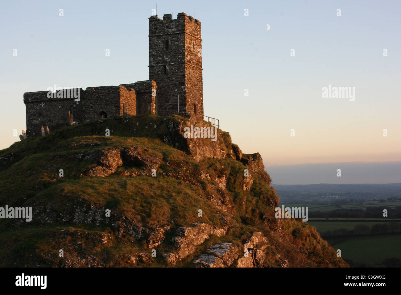 Brentor Church at Sunset Stock Photo - Alamy