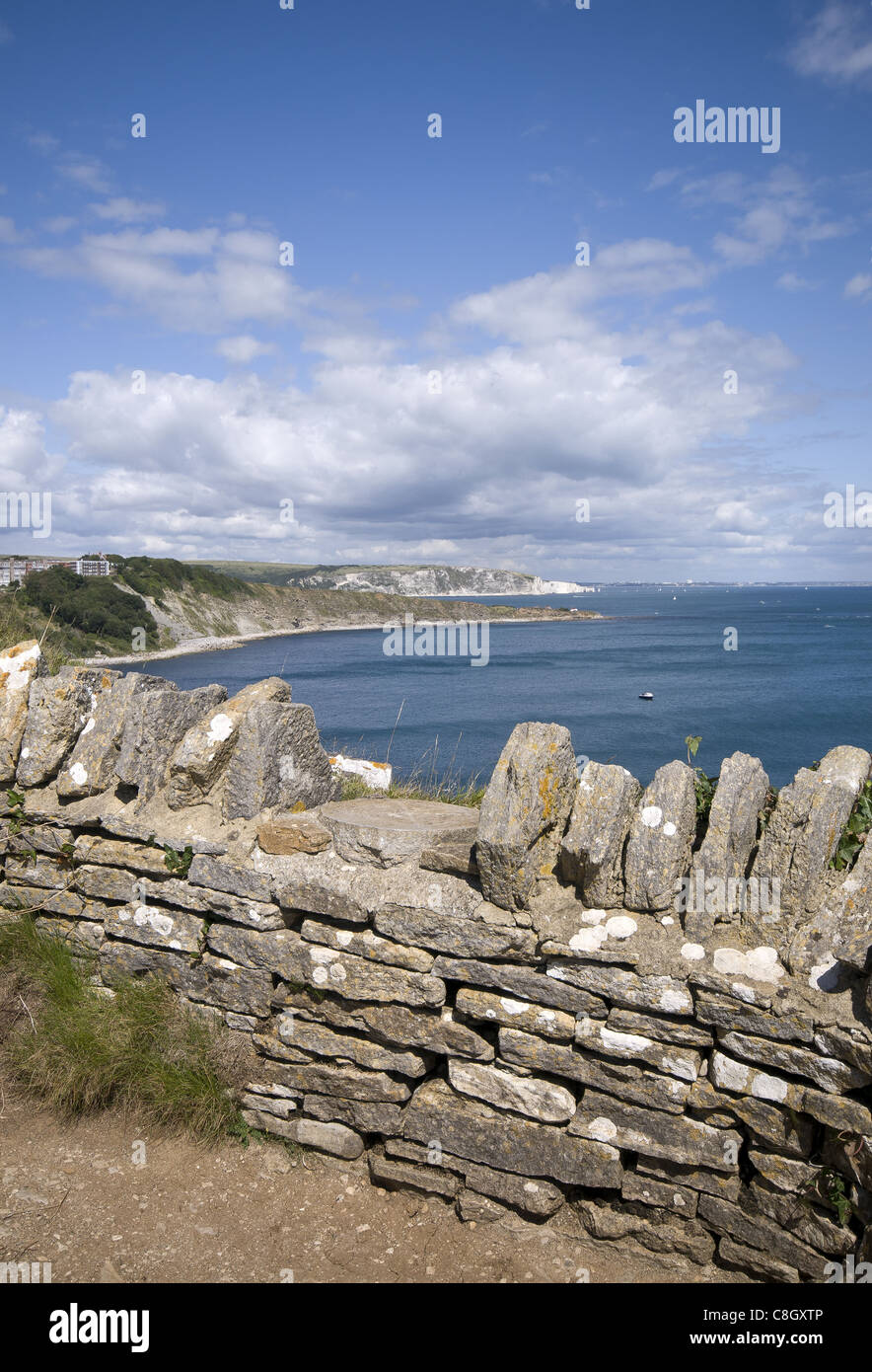 The view from Durlston Head across Durlston Bay with Peveril Point in ...