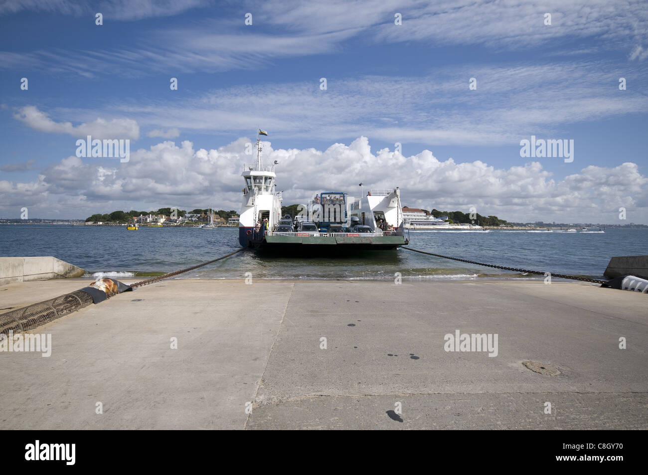 The chain ferry which links Sandbanks to Shell Bay on the Isle of ...