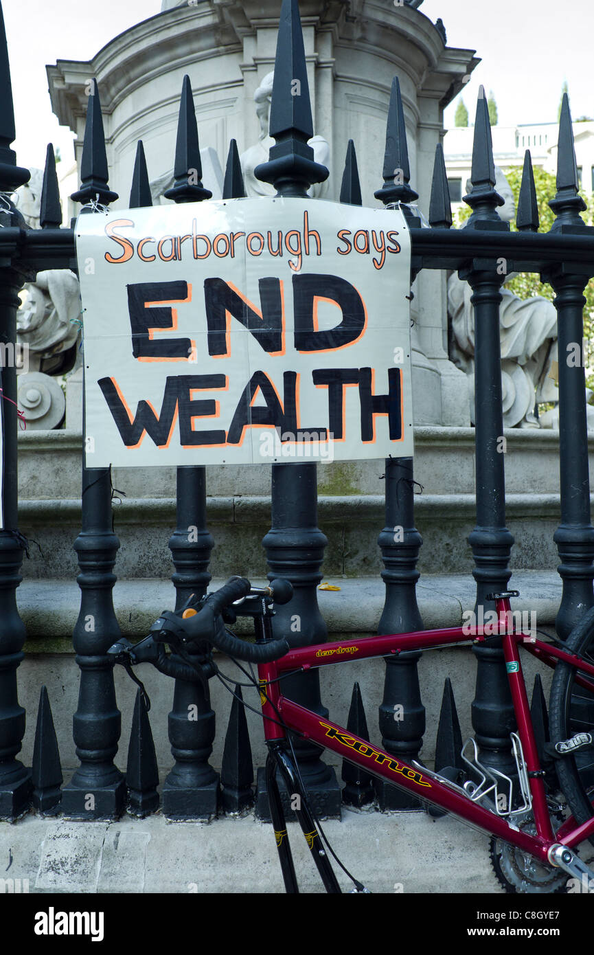 Placards with slogans and banners at the anti Capitalist protest St ...