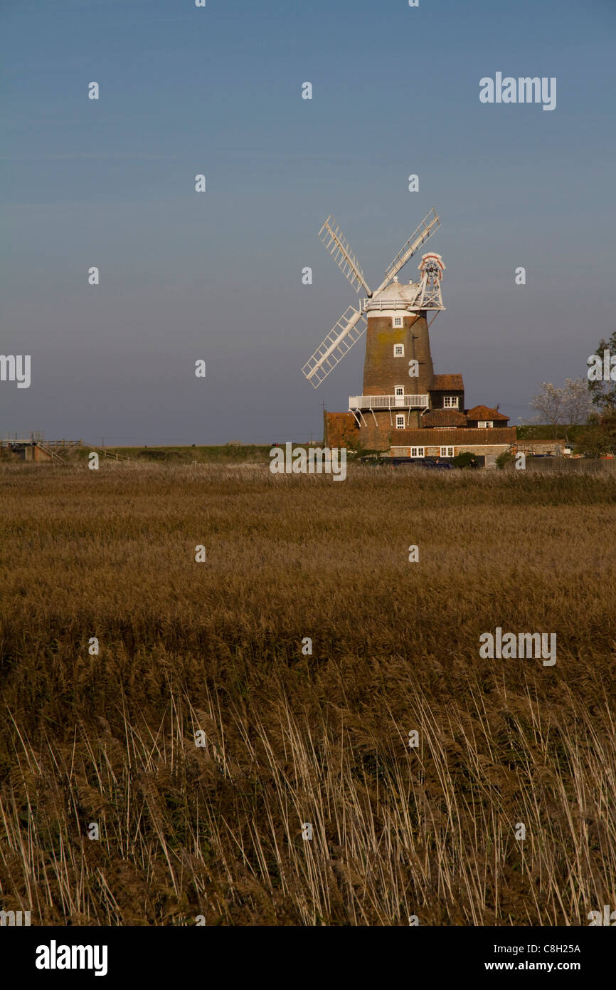 Cley Windmill at Cley Next the Sea in Norfolk pictured against a blue ...