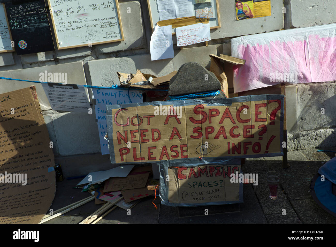Placards,posters, slogans and banners at the anti Capitalist protest St ...