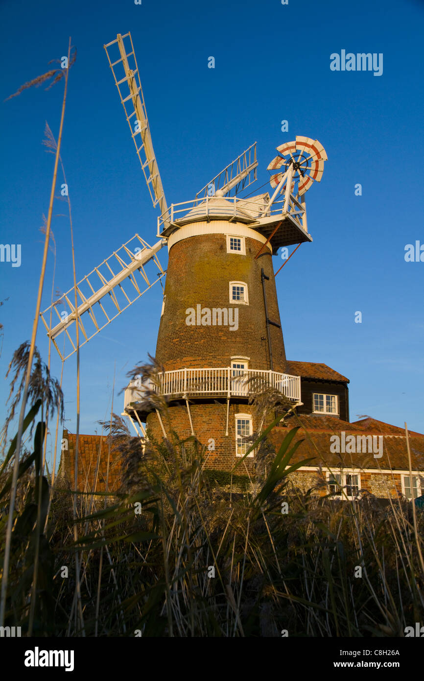Cley Windmill at Cley Next the Sea in Norfolk pictured against a blue ...