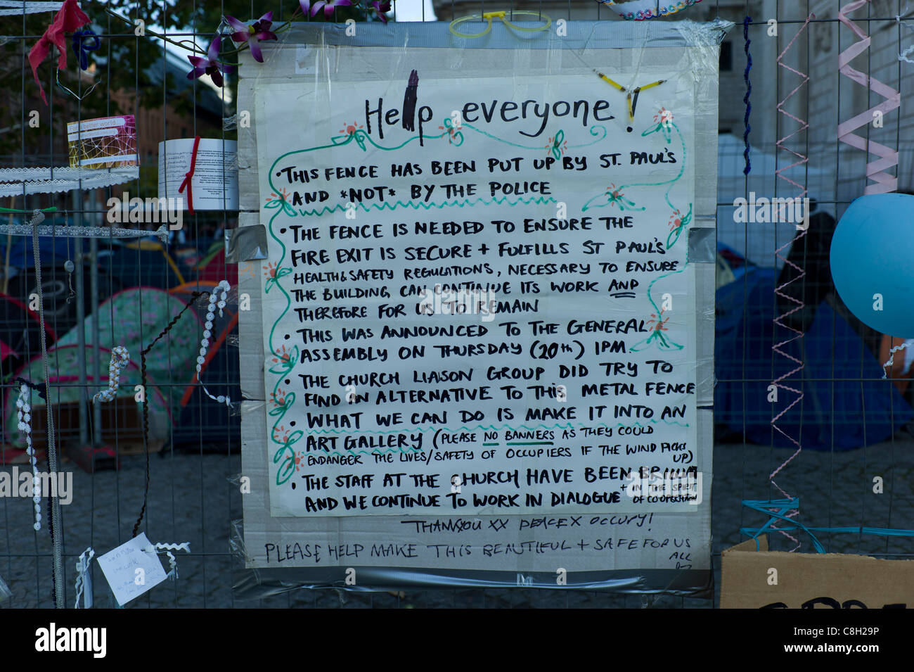 Banners, or, placards, or slogans or protesters at the anti Capitalist ...