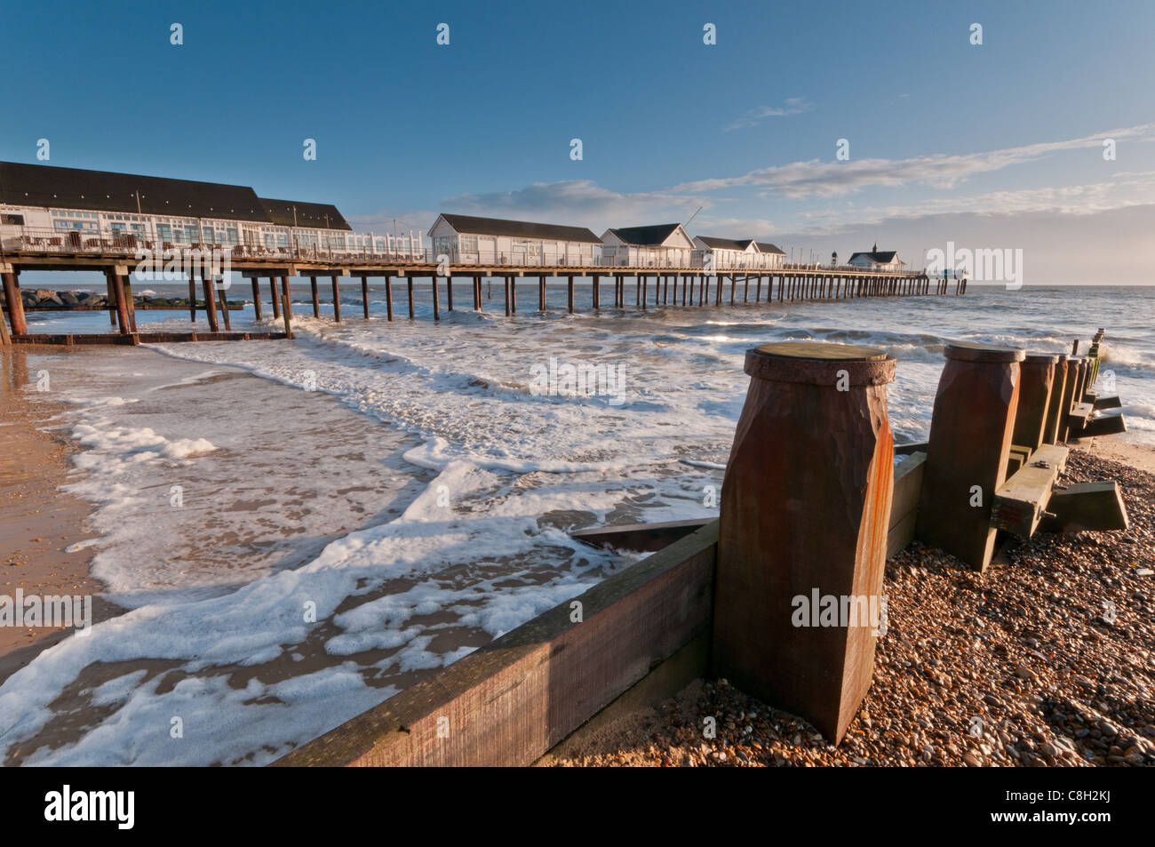 The pier at Southwold, Suffolk on a windy day Stock Photo - Alamy
