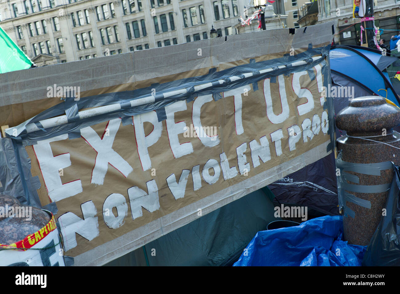 Placards, or banners, or posters at the Anti Capitalist protest St.Paul ...