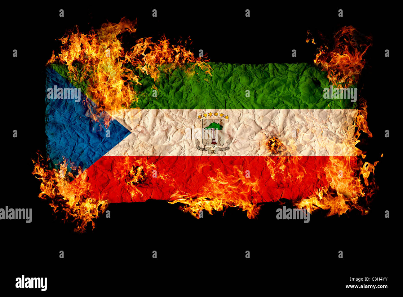 National symbols and flag of Equatoria Guinea Stock Photo - Alamy