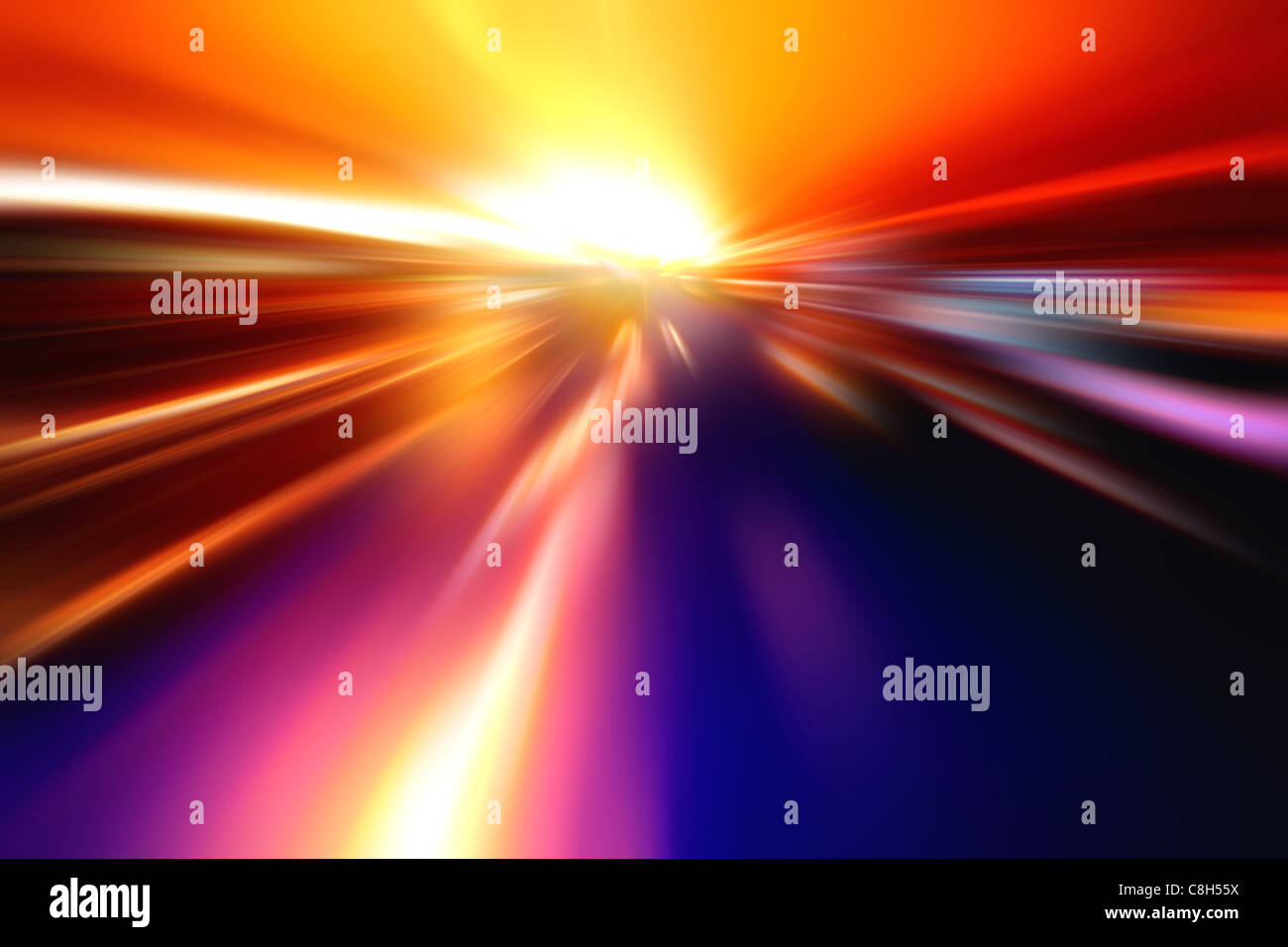 Fast and the Furious. Acceleration speed motion on sunset road Stock ...