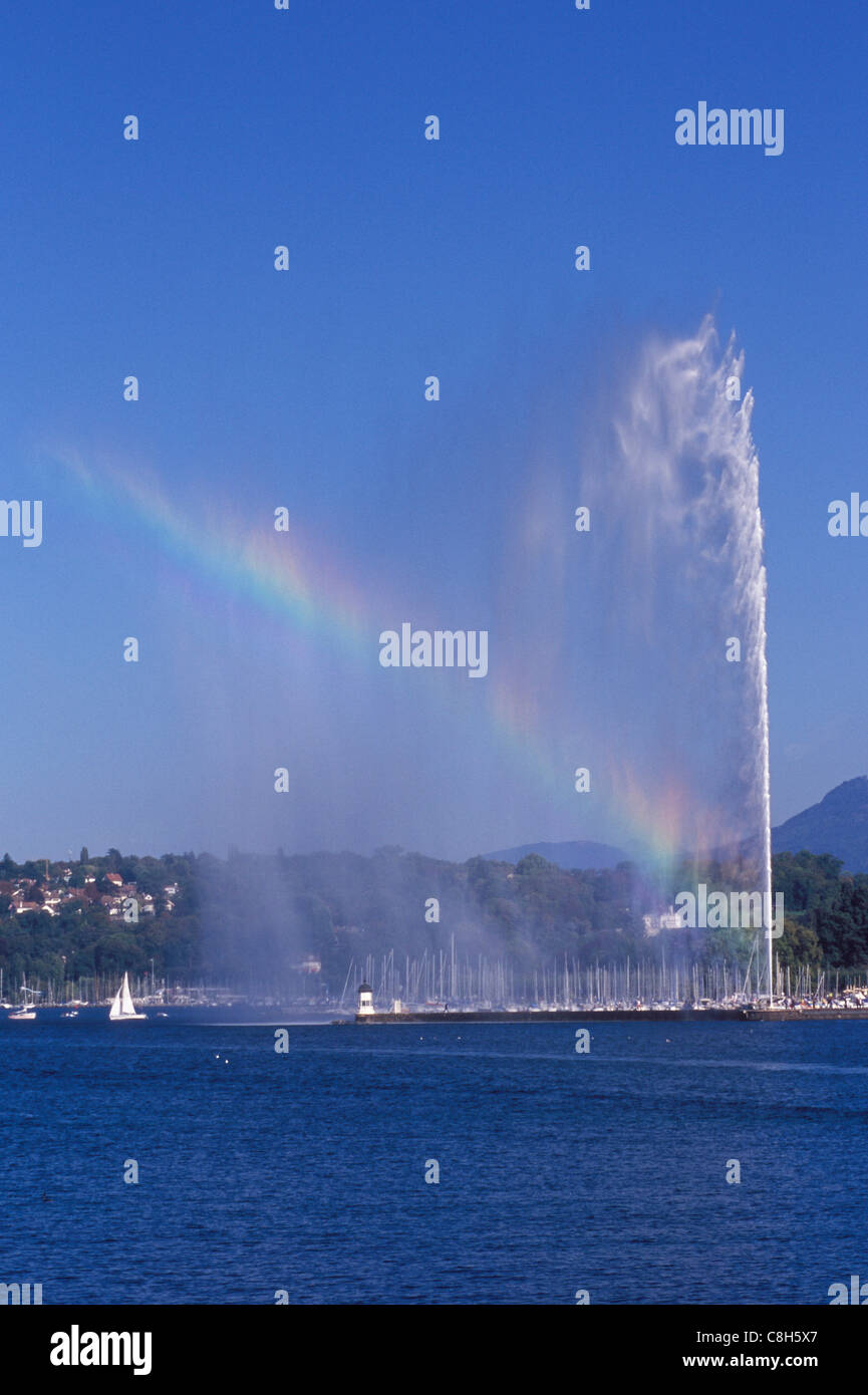 Switzerland, Europe, Genève, Geneva, scenery, panorama, Jet d'eau ...