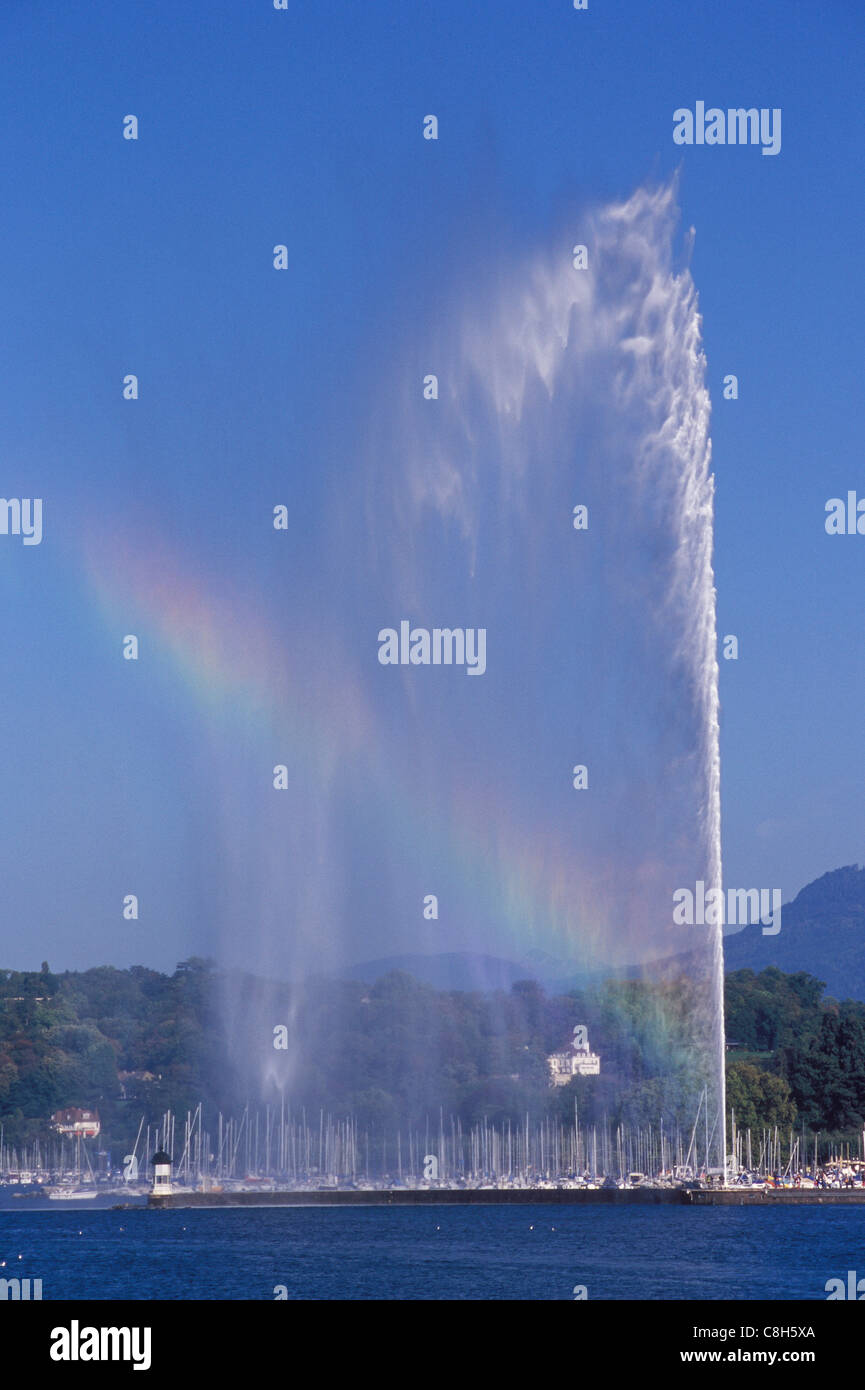 Switzerland, Europe, Genève, Geneva, scenery, panorama, Jet d'eau ...