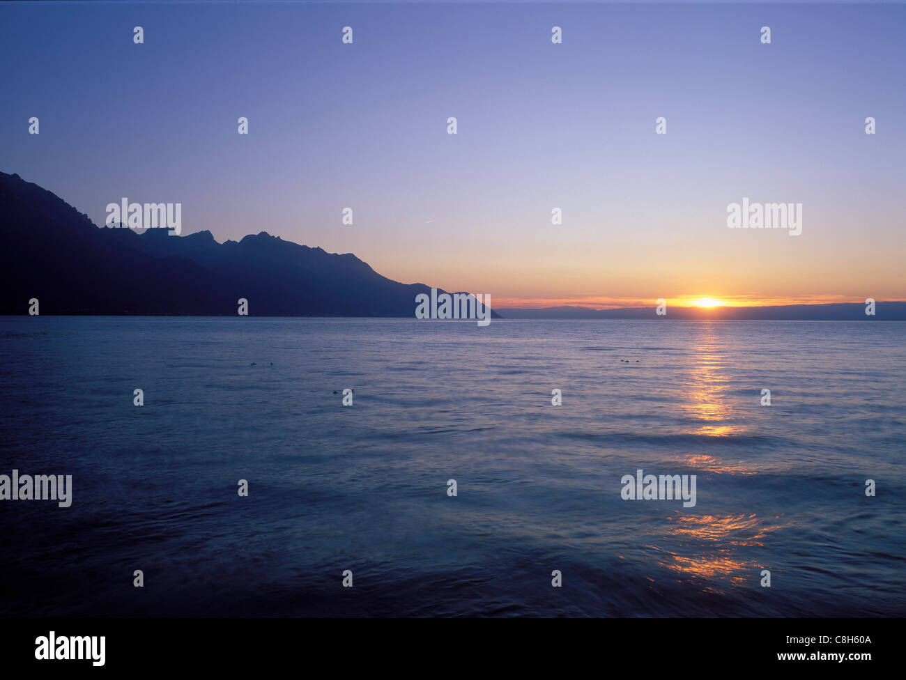 Switzerland, Europe, Vaud, mountain, mountains, lake, Lac Léman, lake ...