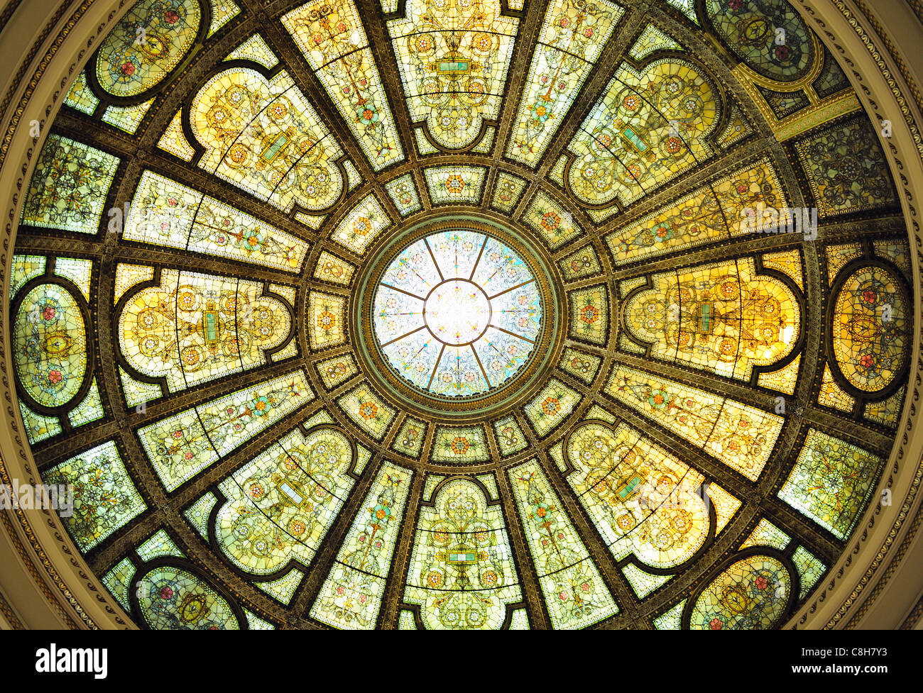 Chicago Cultural Center interior view with Healy and Millet stained ...