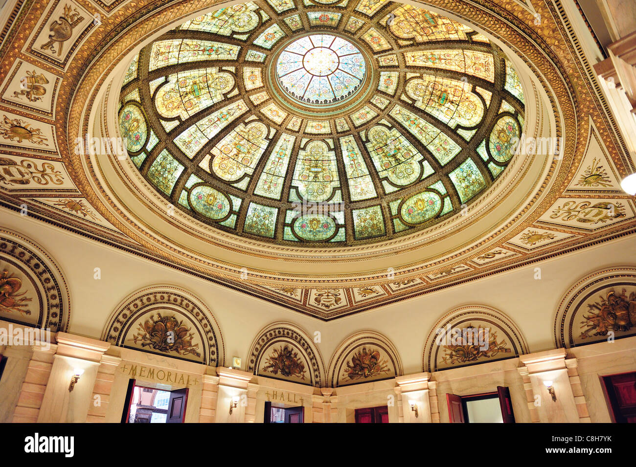 Chicago Cultural Center interior view with Healy and Millet stained ...