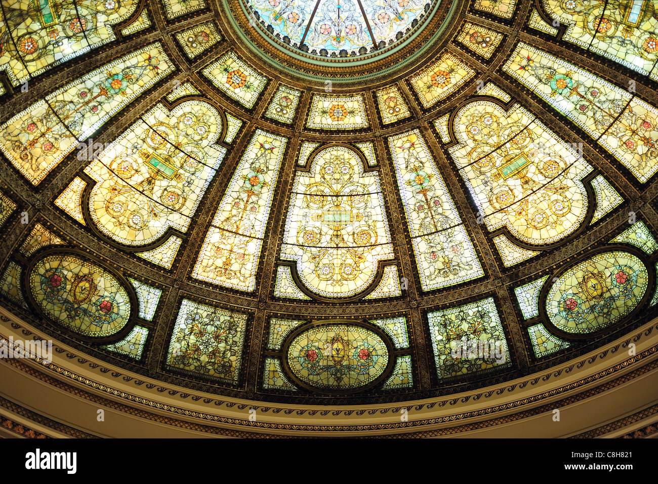 Chicago Cultural Center interior view with Healy and Millet stained ...