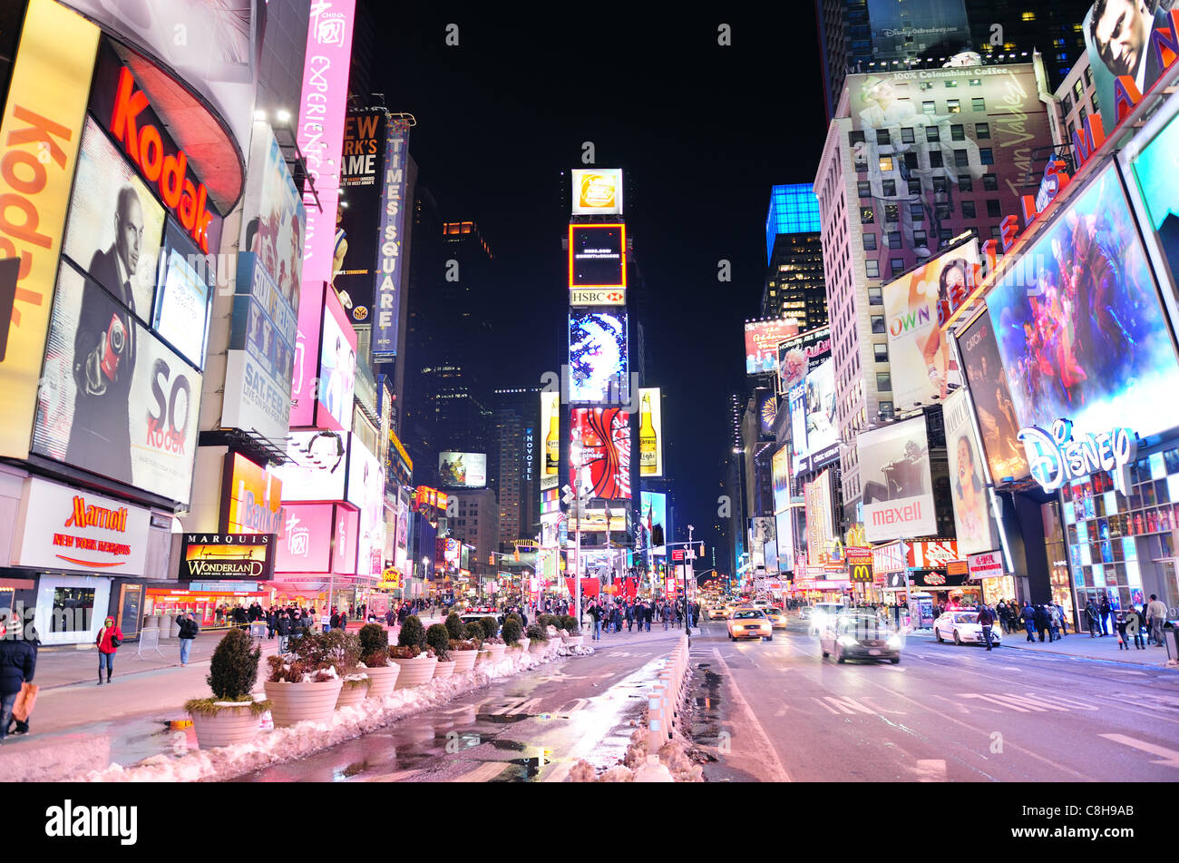Times Square at night in New York City Manhattan midtown Stock Photo ...