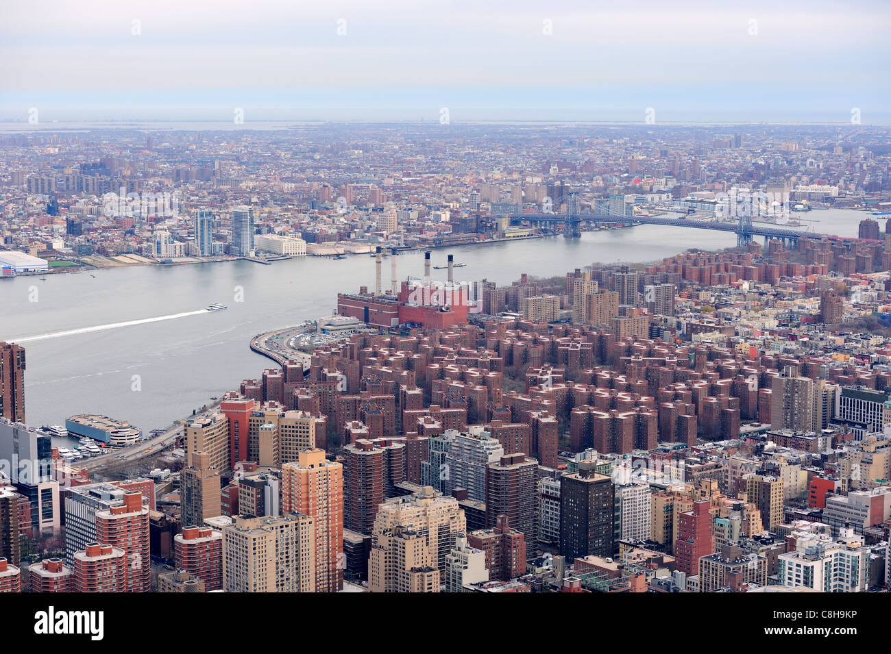 Brooklyn skyline Arial view from New York City Manhattan with ...