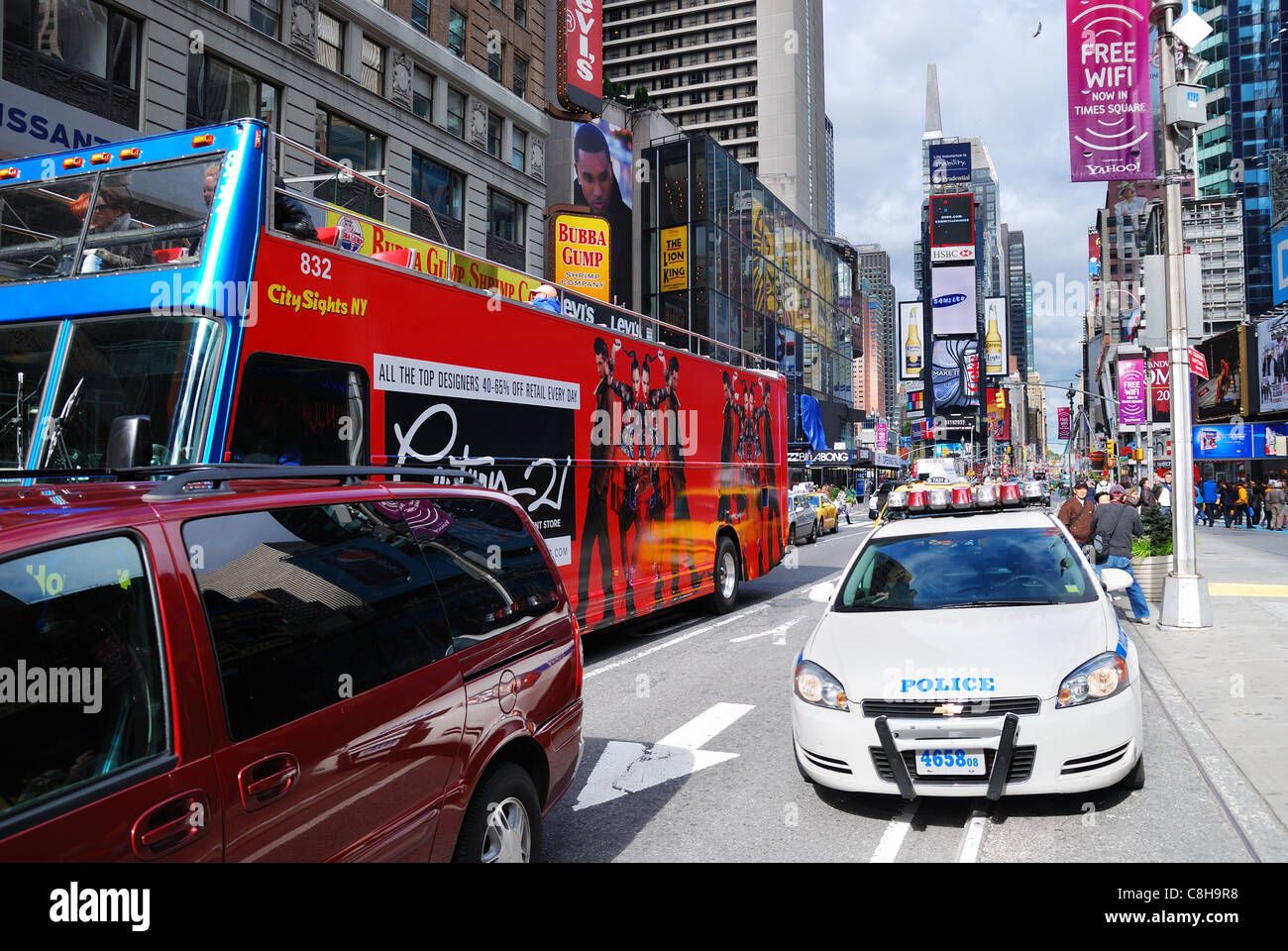 Times Square street view in midtown Manhattan in New York City Stock ...