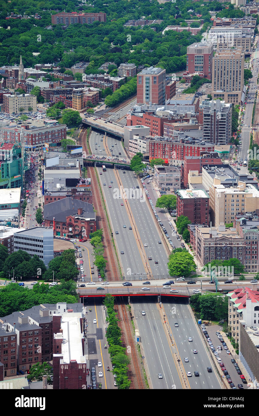 Boston city aerial view with urban buildings Stock Photo - Alamy