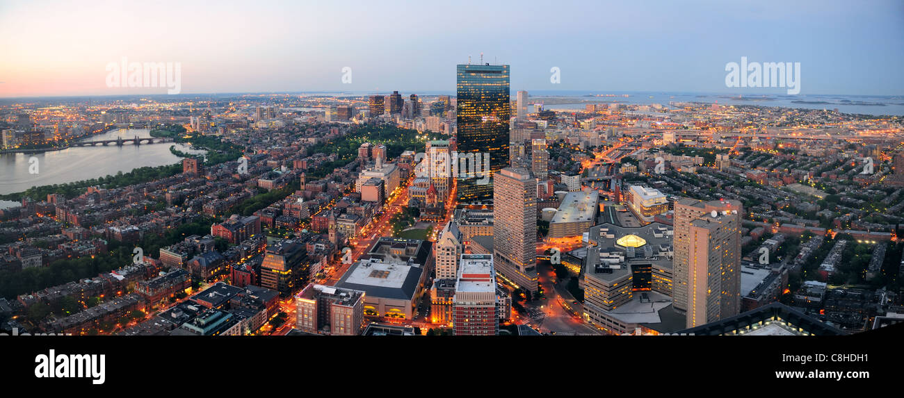 Urban city aerial panorama view. Boston aerial view with skyscrapers at ...