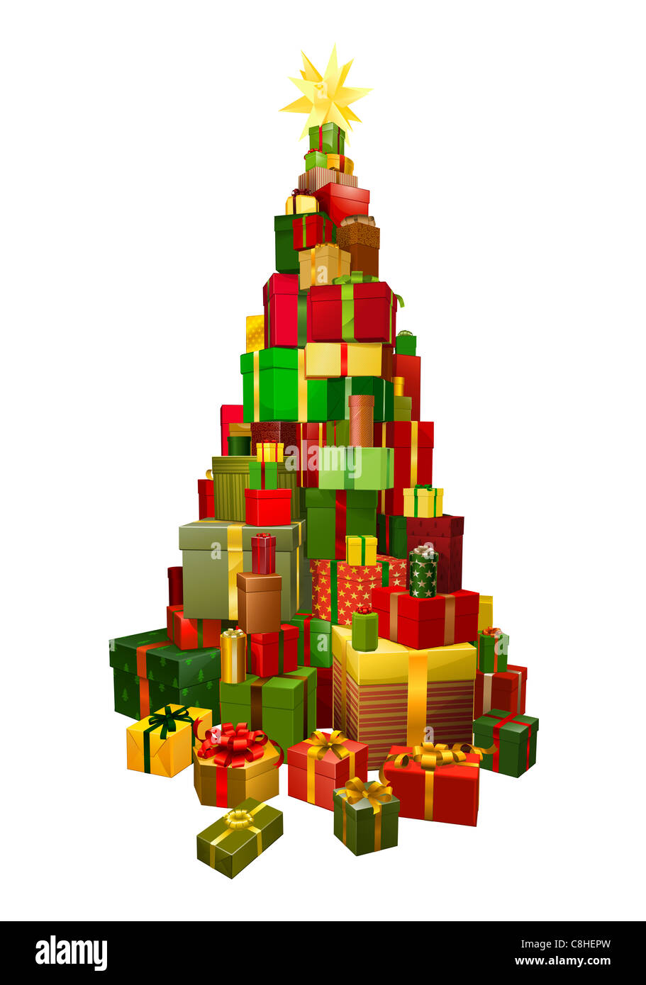 Christmas tree gifts pile Cut Out Stock Images & Pictures - Alamy