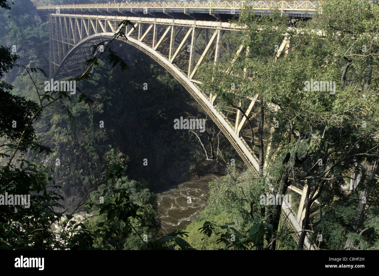 Bridge, boiling point, Victoria Falls, water fall, Zimbabwe, Africa ...