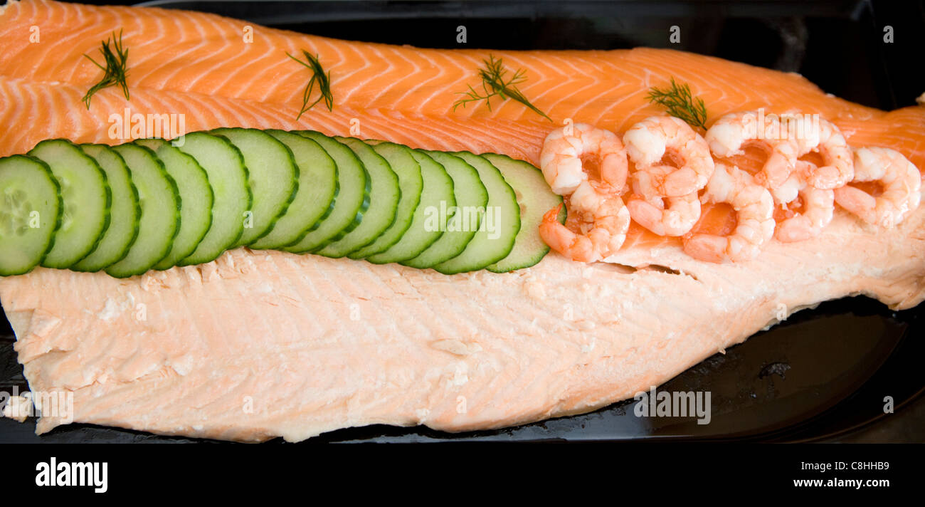 Cooked Salmon Dressed on a Plate Stock Photo - Alamy