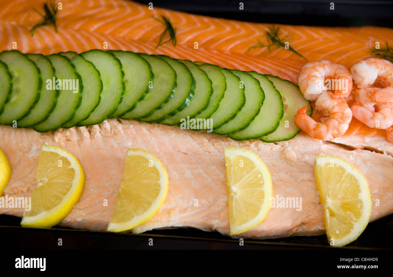 Cooked Salmon Dressed on a Plate Stock Photo - Alamy