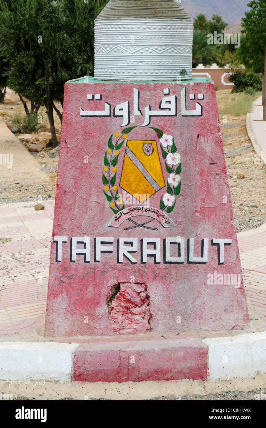 Tafraout Town Sign, Tafraout, Souss-Massa-Draa Region, Morocco Stock ...