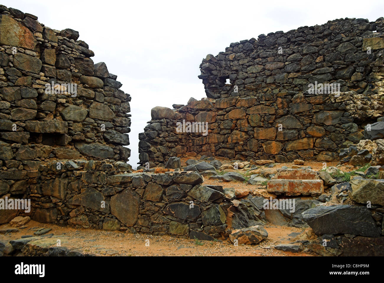 Bushiribana Gold Mill Ruins, Aruba on the the rugged North coast Stock ...