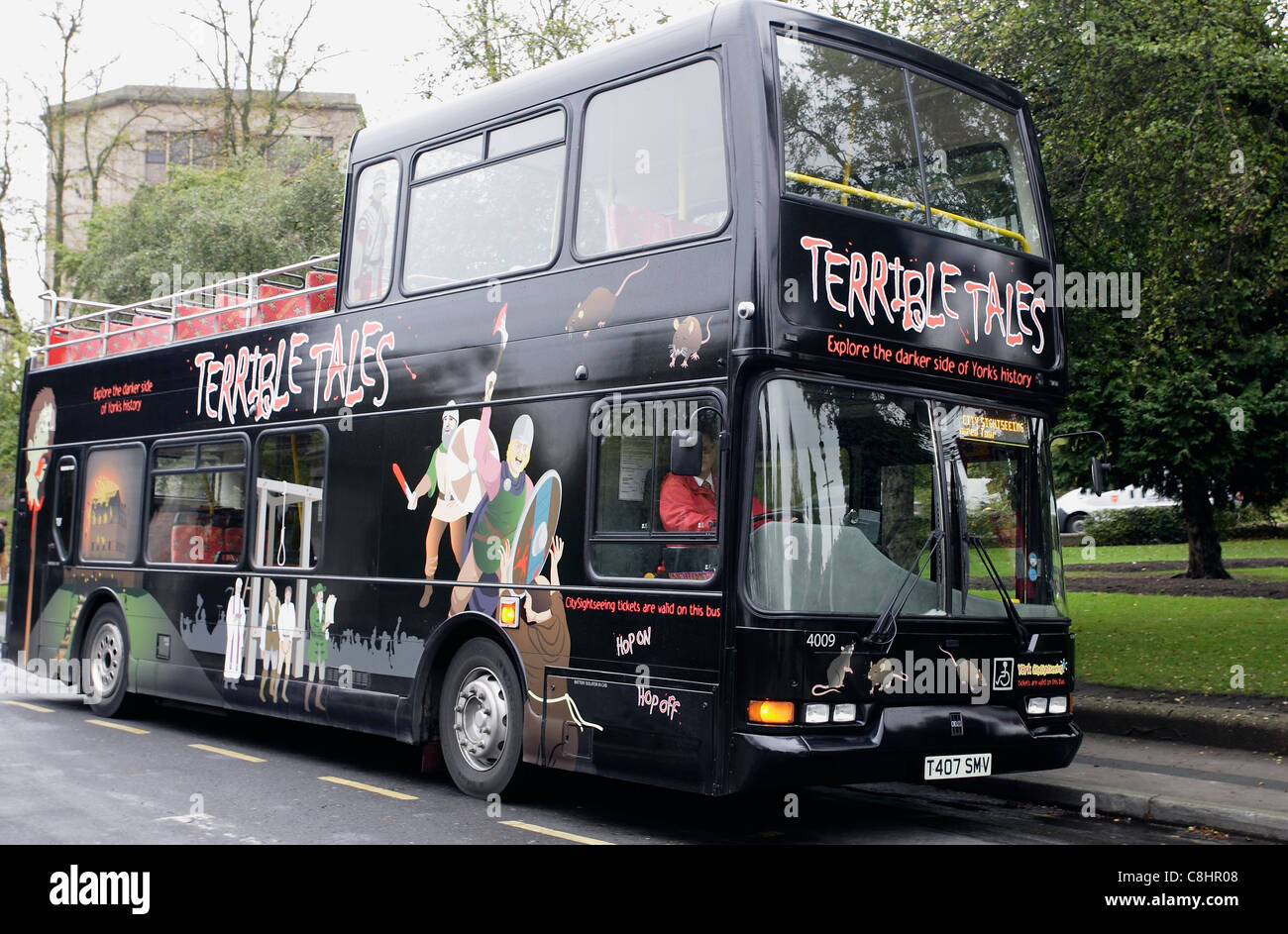 An open topped tour bus in York giving visitors an insight into the ...
