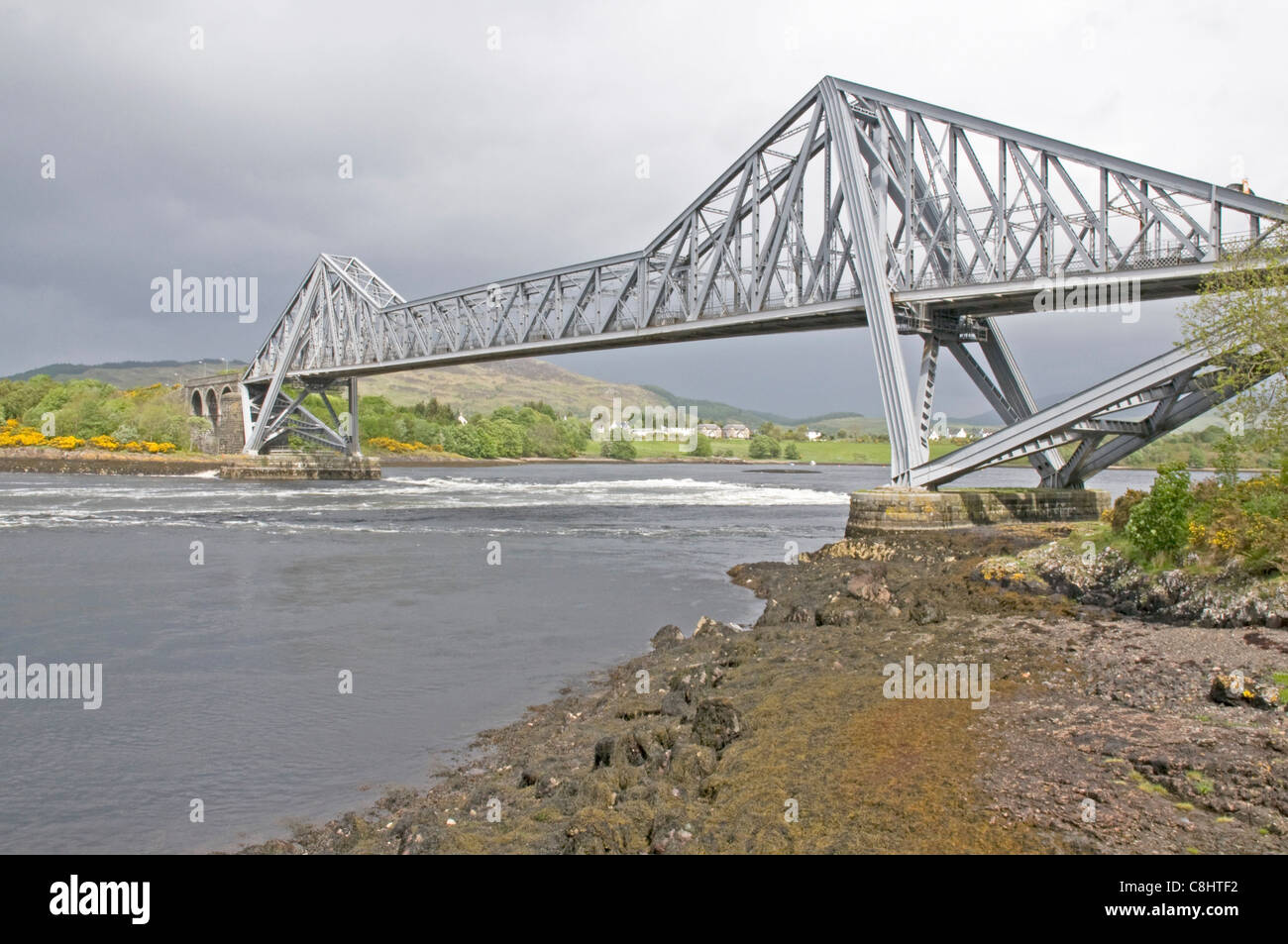 The Connel Bridge crossing the often turbulent tidal narrows, called ...