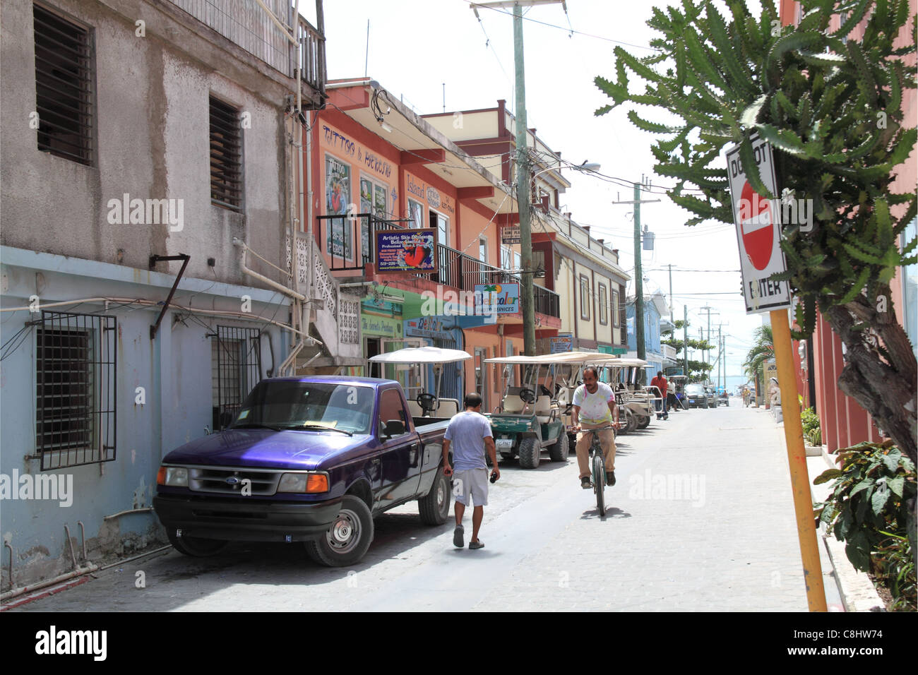 Buccaneer Street, San Pedro town centre, Ambergris Caye (aka La Isla ...