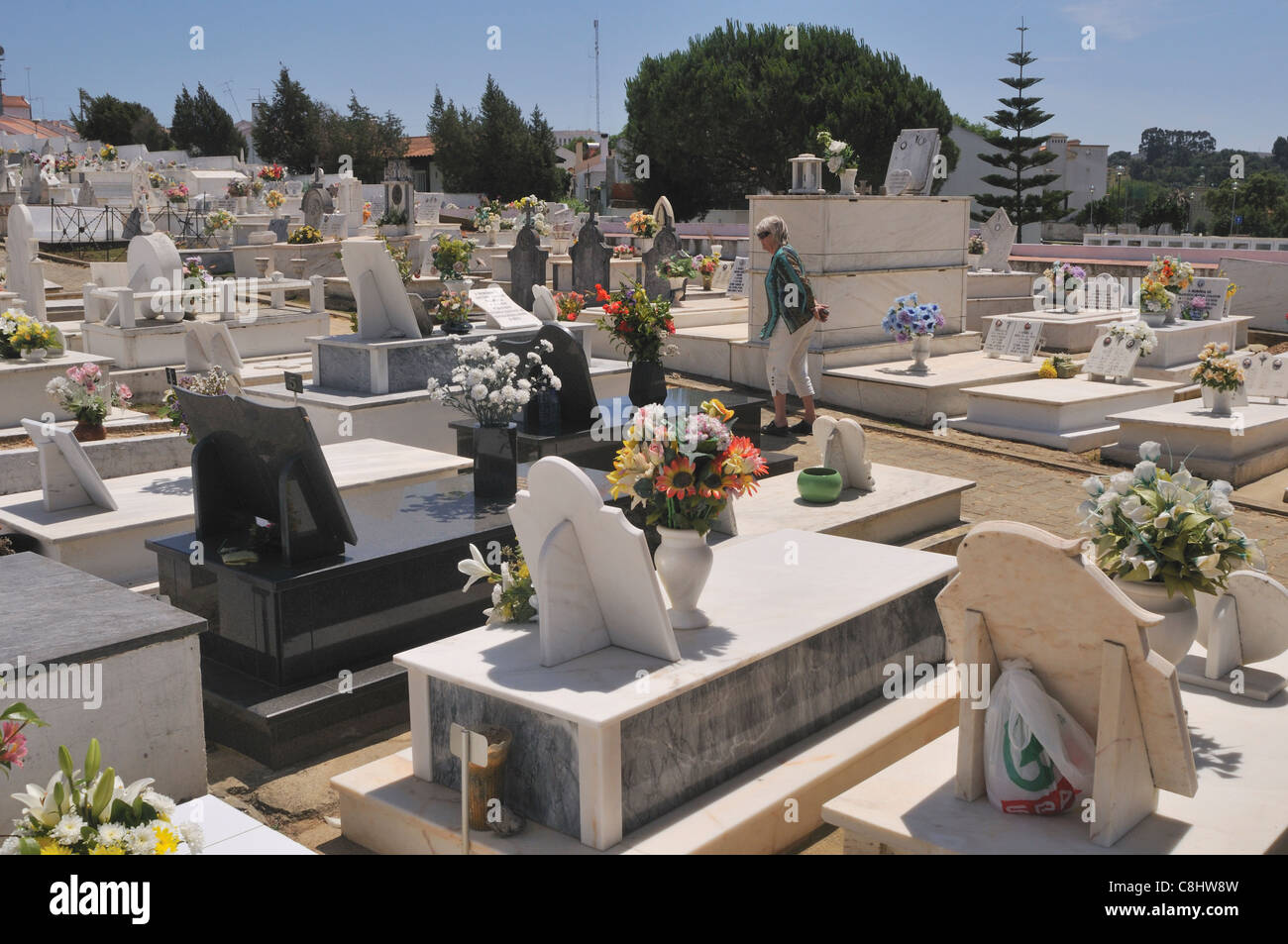 Graveyard decorated with flowers Stock Photo - Alamy