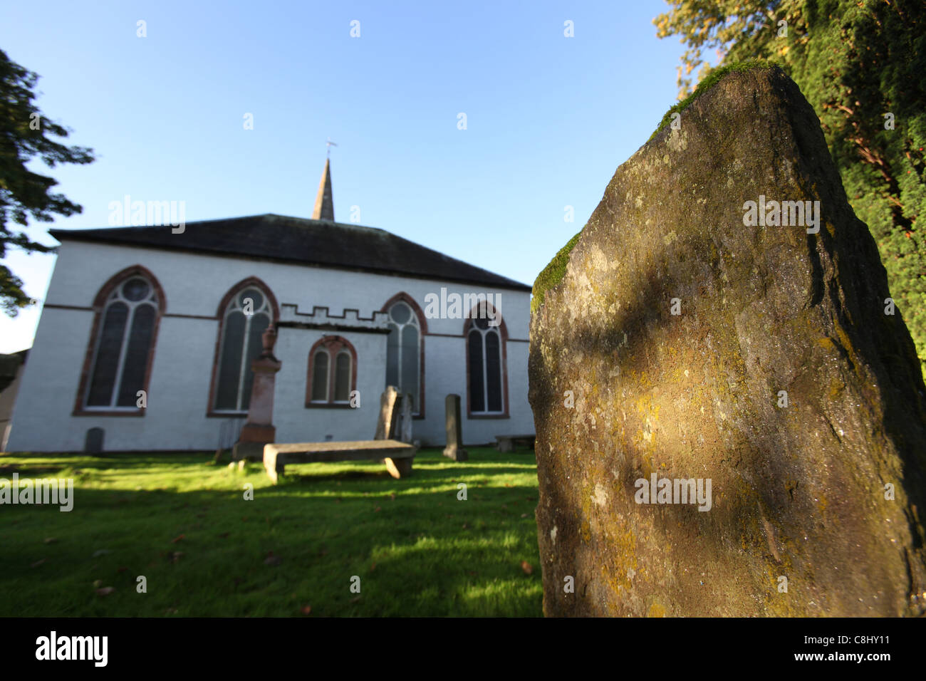 Town of Dingwall, Scotland. Dignwall Pictish Stone with Old Parish ...