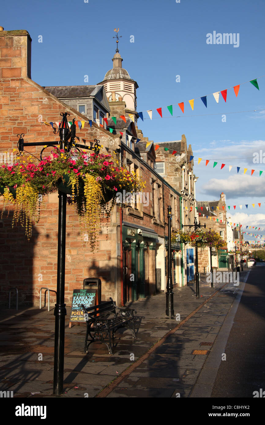 Town of Dingwall, Scotland. Picturesque view of the High Street with ...