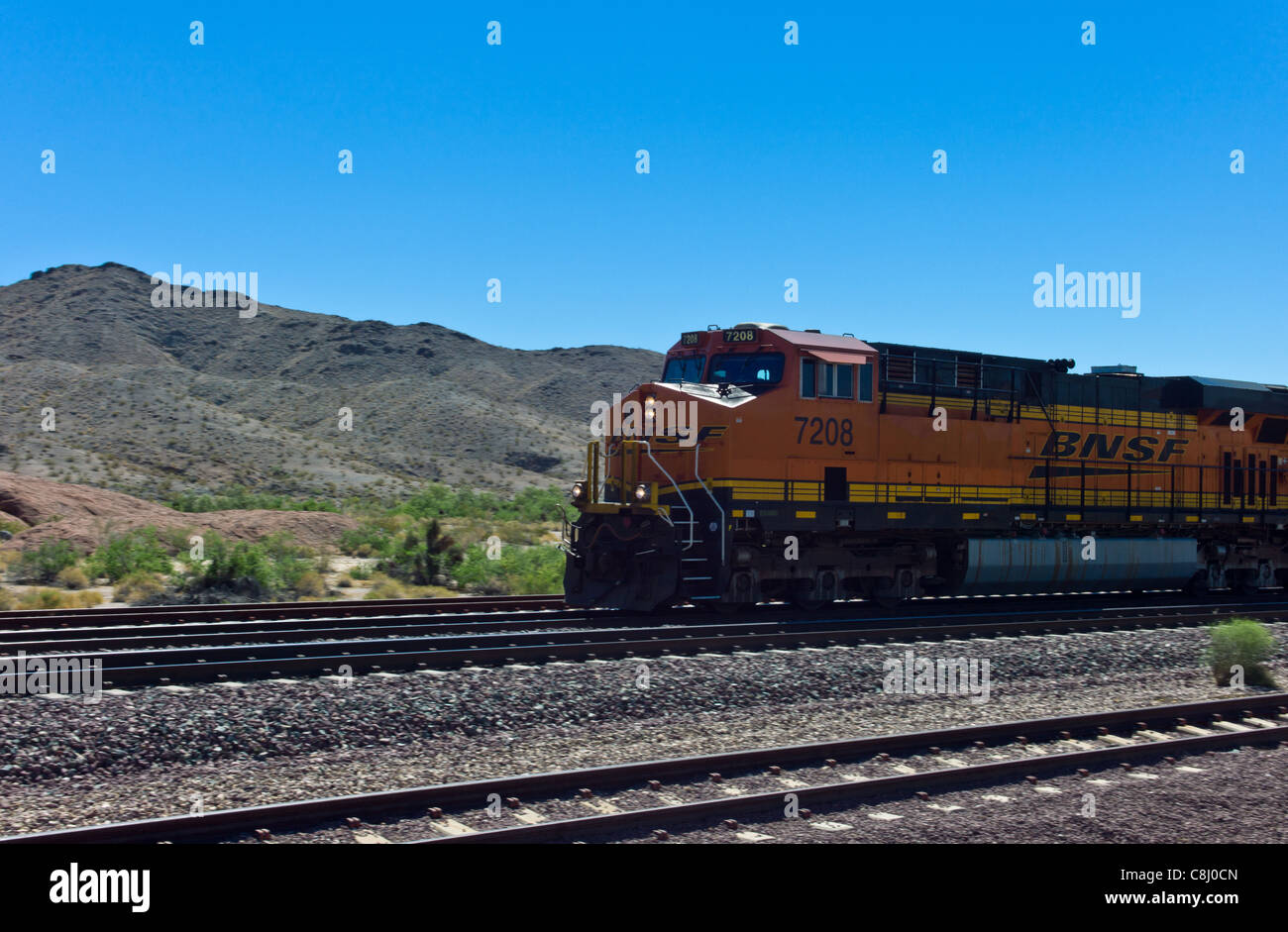 U.S.A. California, Needles, the Route 66 crosses the railway Stock ...