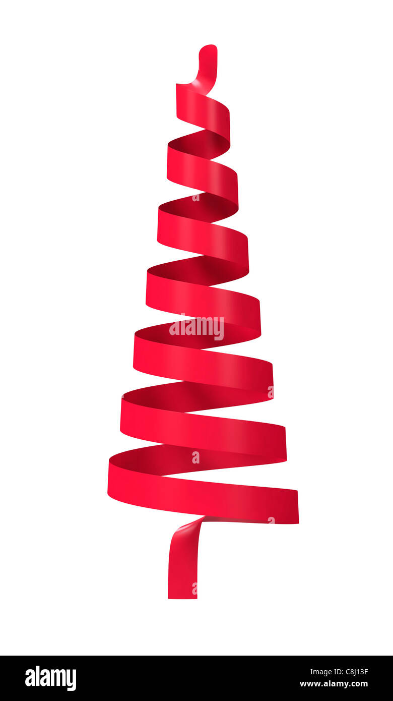 Red ribbon representing a Christmas tree Stock Photo - Alamy