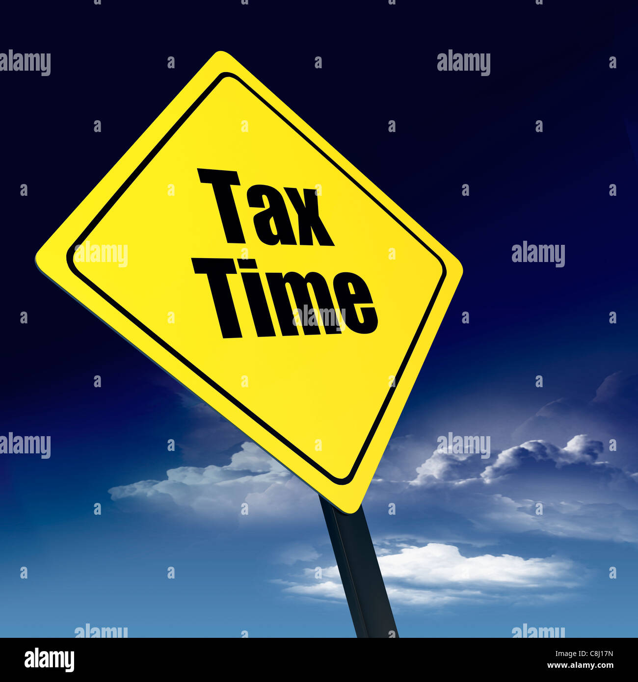 Tax time reminder isolated with ominous looking background Stock Photo ...