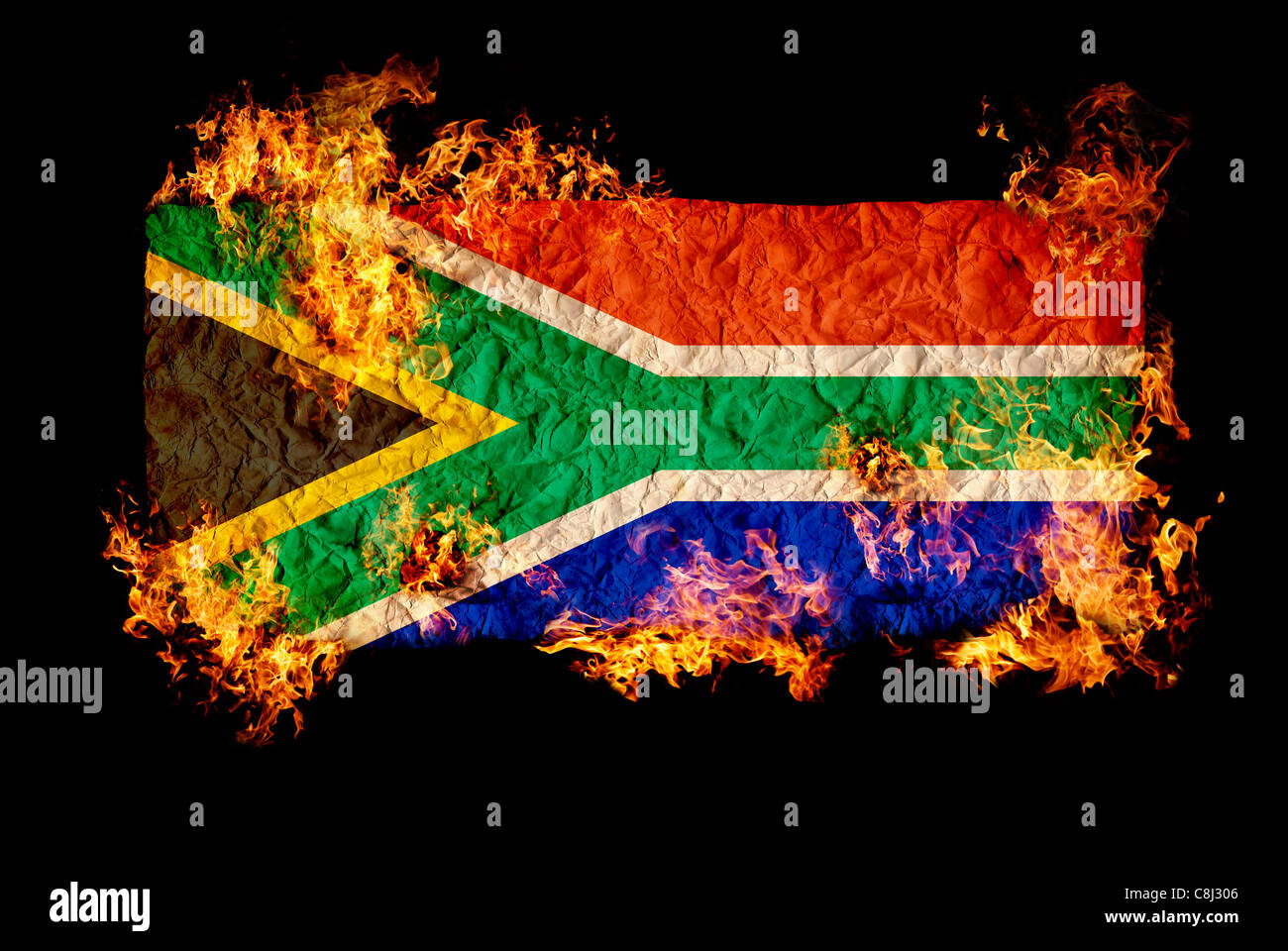 South africa burning fire flag hi-res stock photography and images - Alamy