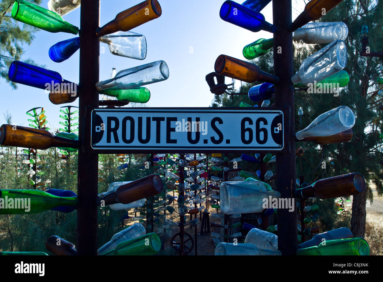 U.S.A. California, Helendale, the Bottle Tree Ranch on the Route 66 ...